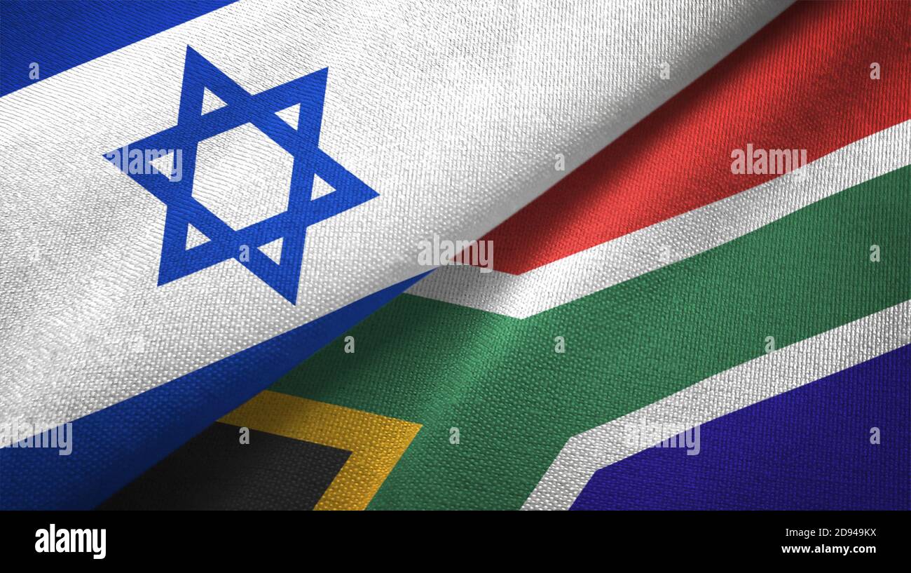 Israel and South Africa two flags textile cloth, fabric texture Stock ...