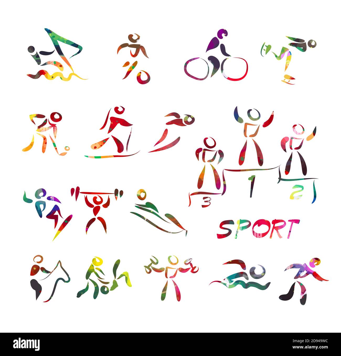 Athletes multicolored symbols. Sport icons. Vector illustration Stock ...