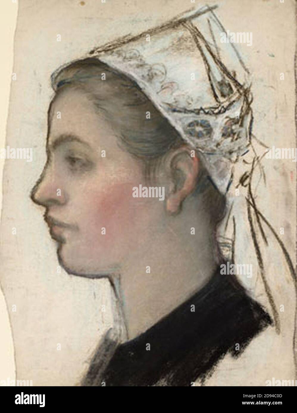 Julio González Profile of a Girl in a Head-Dress c.1904. Pastel Stock ...