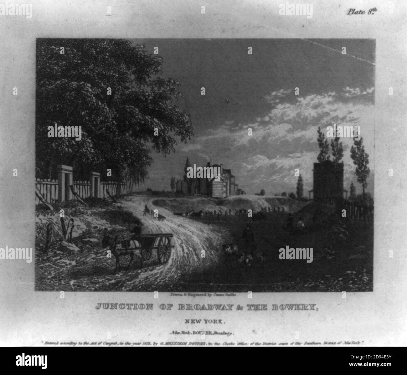 Junction of Broadway & the Bowery, New York Stock Photo - Alamy