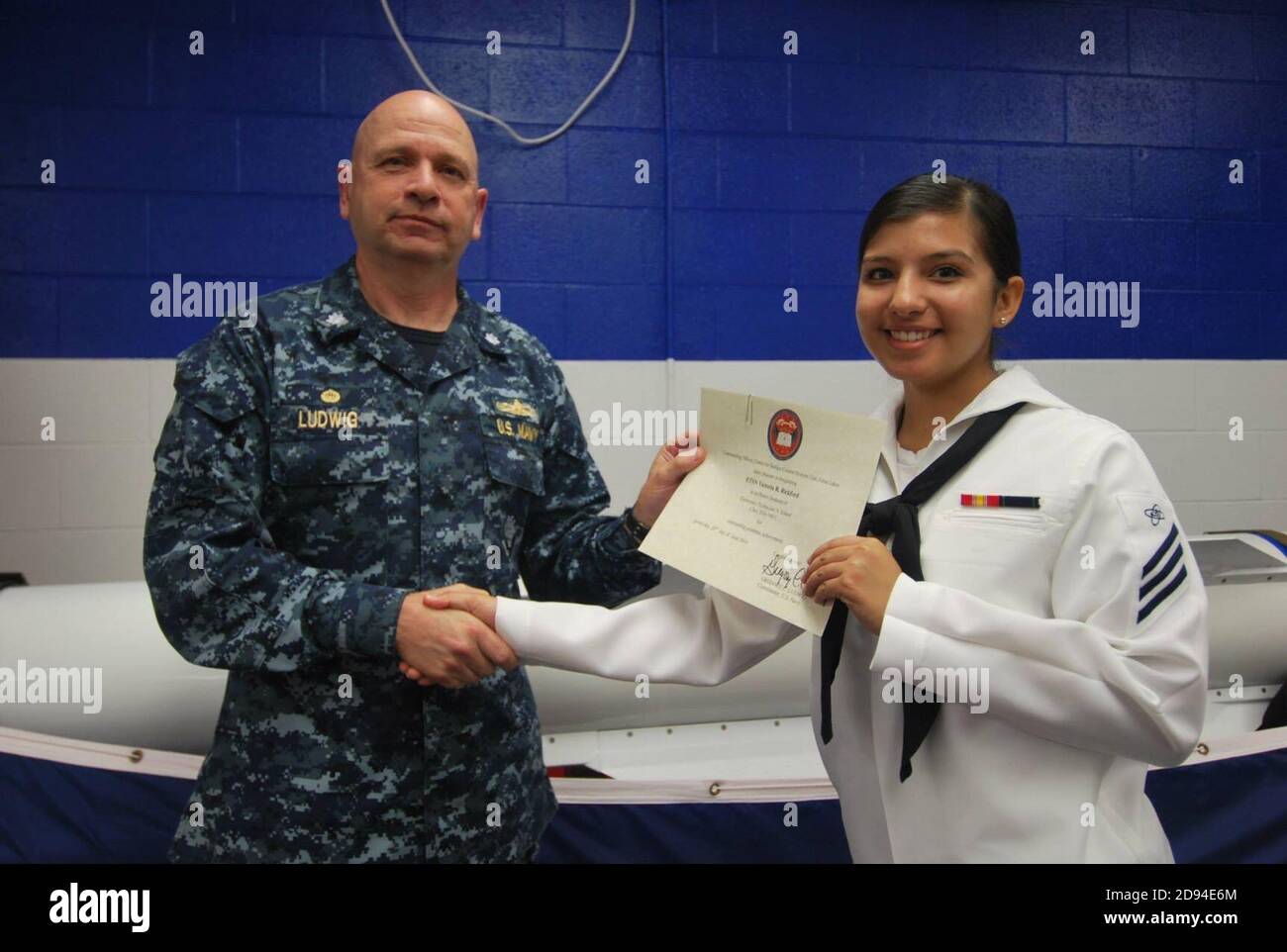 June 2014 - Seaman Victoria Rickford gets certificate Stock Photo - Alamy