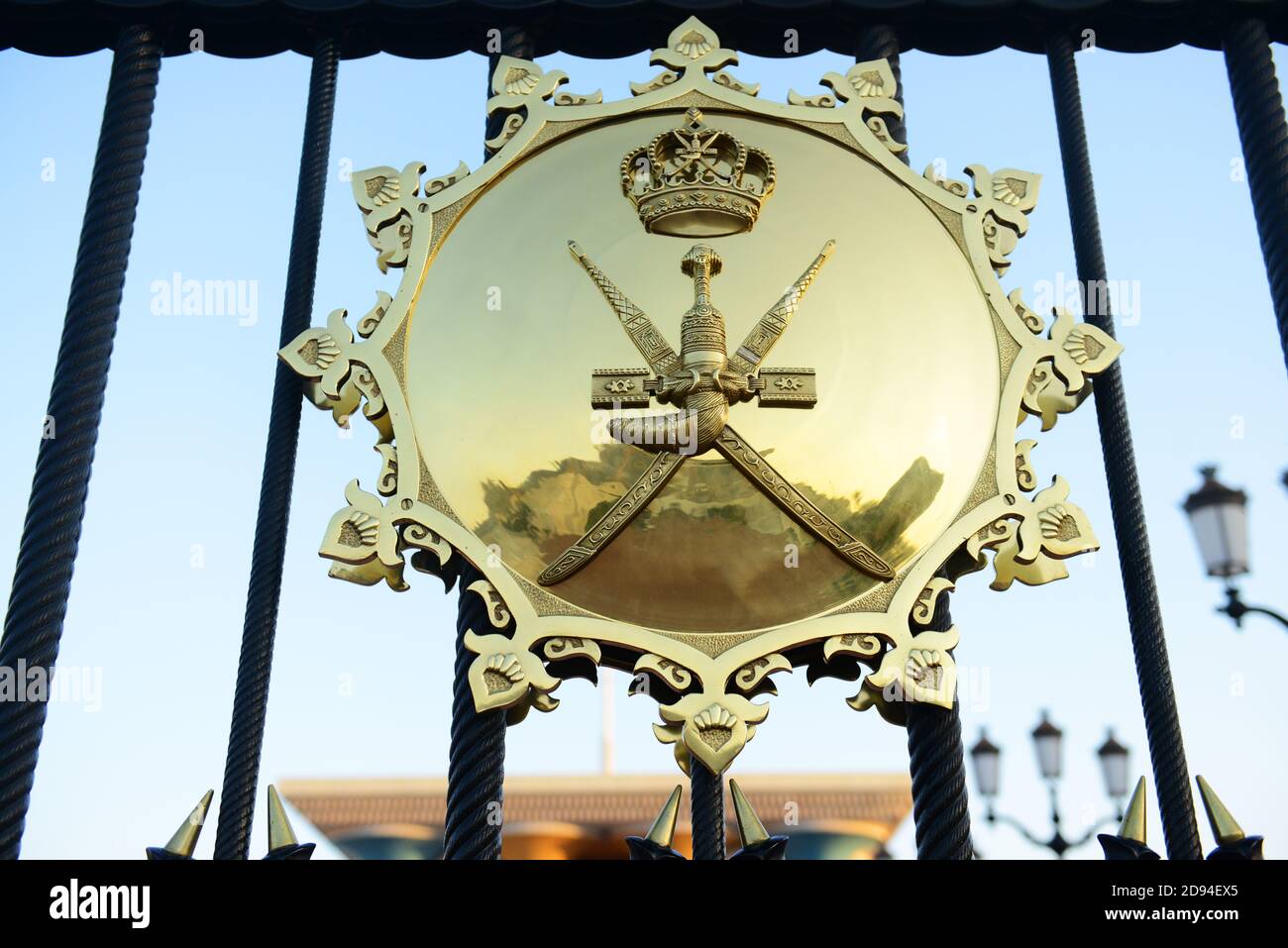 Royal Omani symbol. at the Al Alam Palace in old Muscat, Oman Stock ...