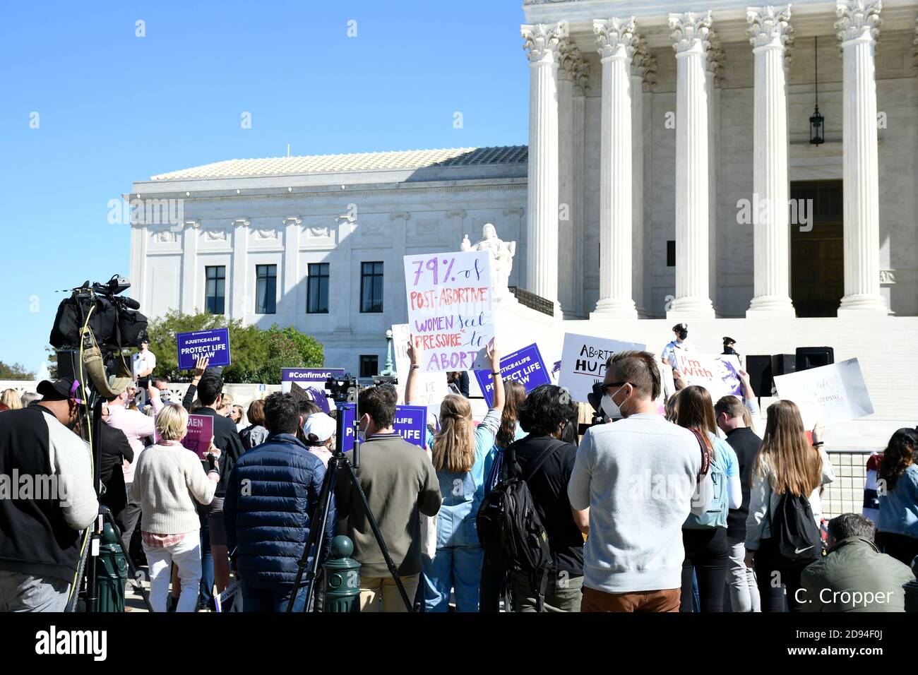 Protest groups in front of Supreme Court building in Washington DC ...