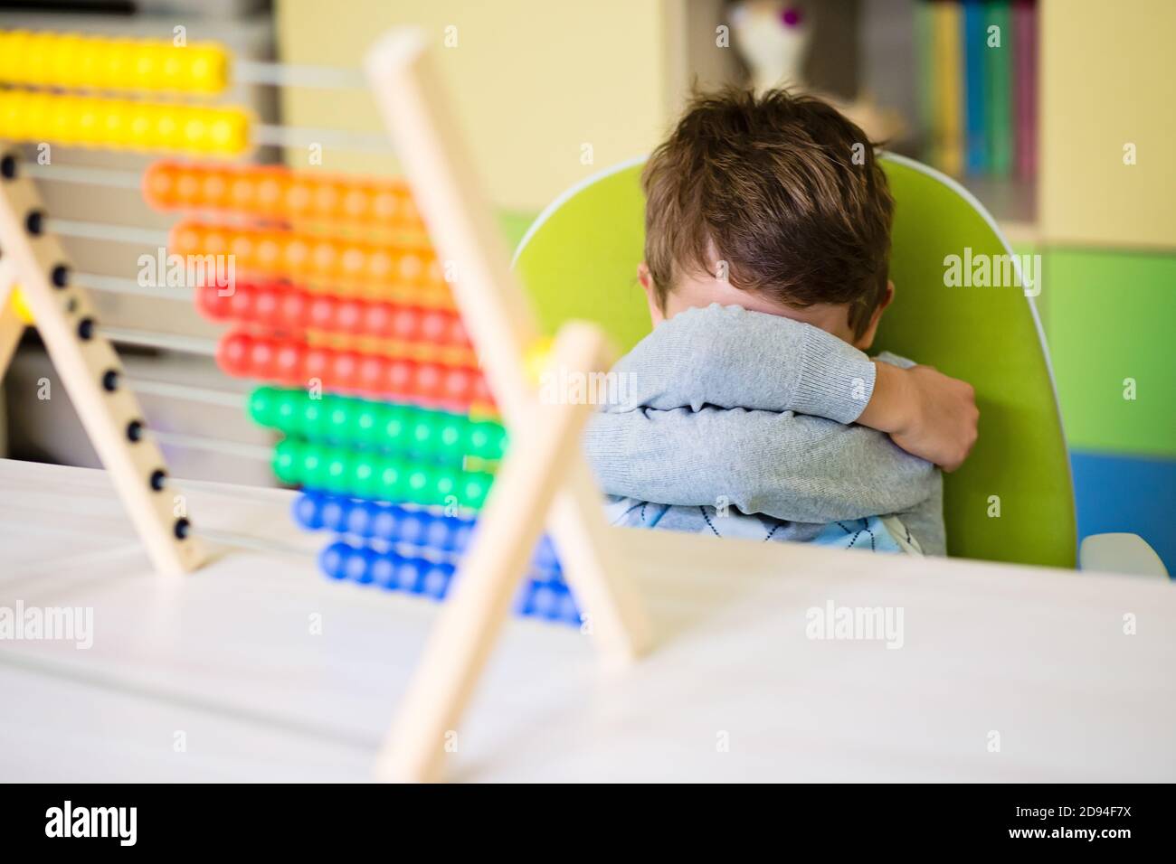 Angry Caucasian toddler boy making a tantrum and refusing to play with ...