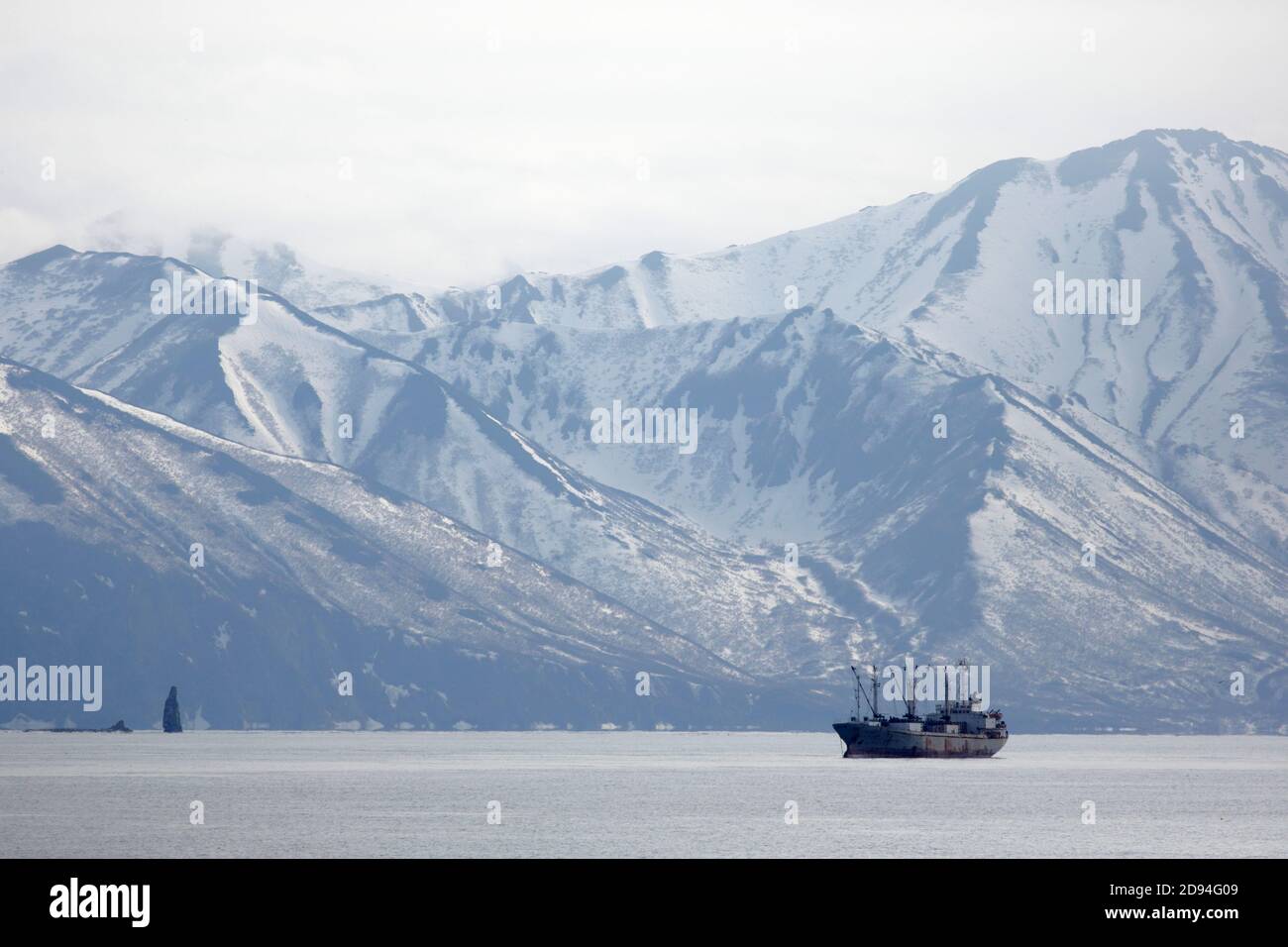 Ship anchored in Avacha Bay, near Petropavlosk-Kamchatskiy, eastern ...