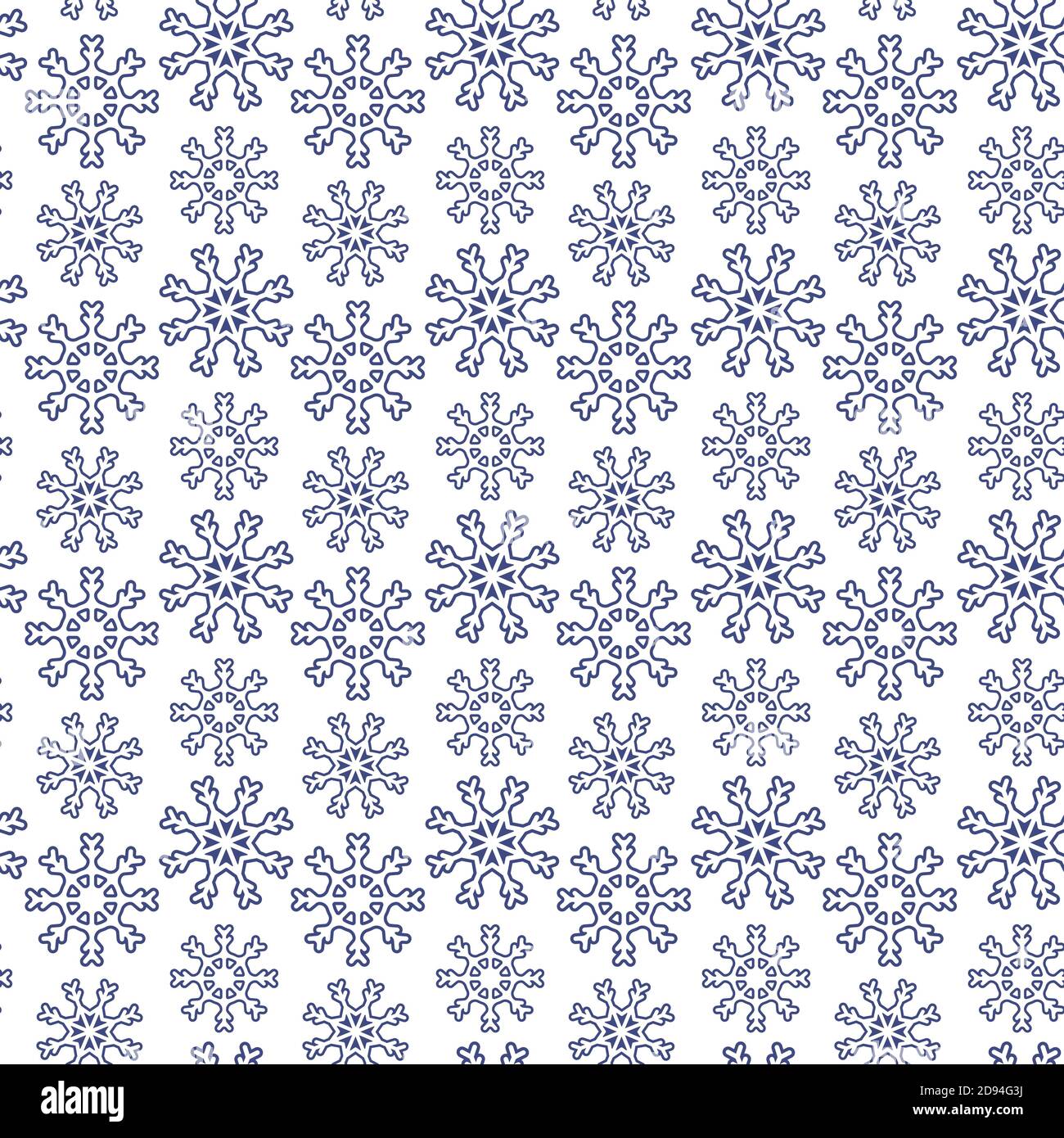 Blue line showflake on white backdrop. Christmas seamless pattern for ...