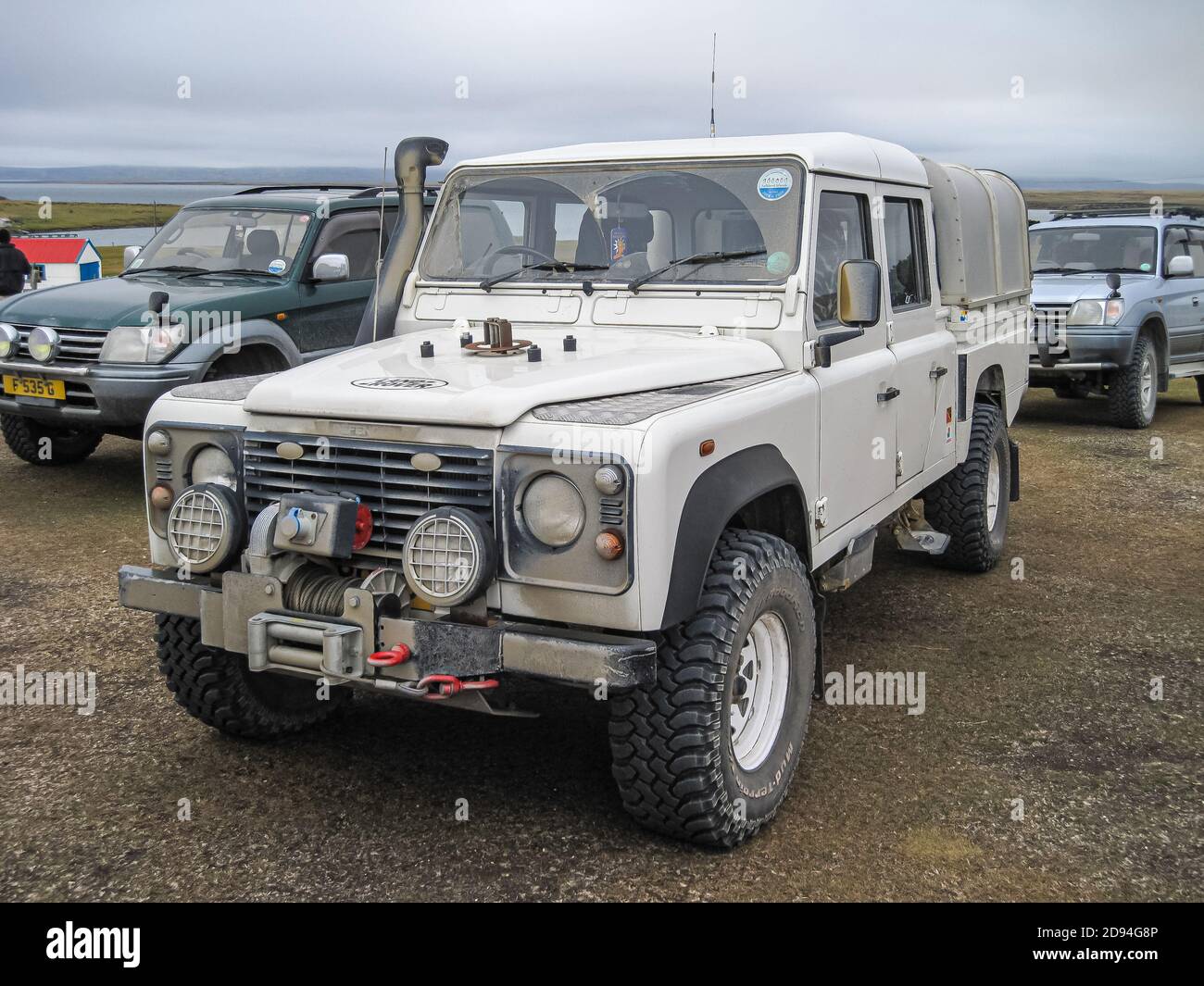 Falkland Islands, UK - December 15, 2008: Frontal closeup of white Land ...