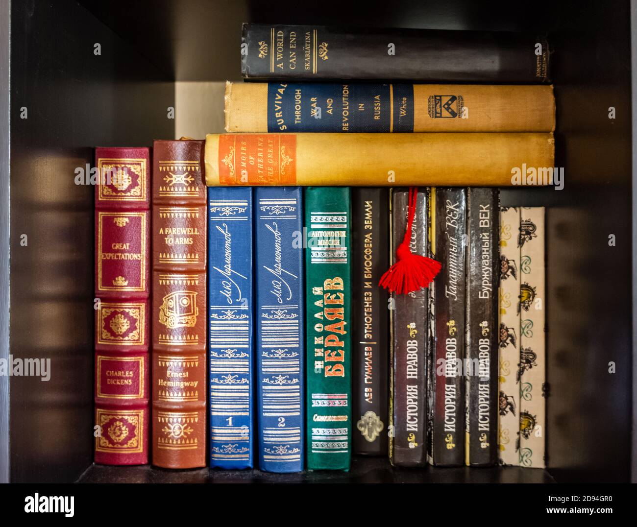 Russian hard cover books in a bookshelf Stock Photo - Alamy