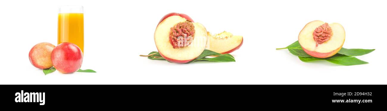 Set of fresh peaches fruits Stock Photo - Alamy