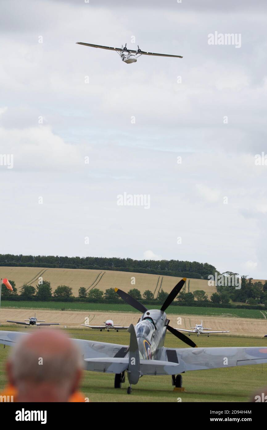 WW2 seaplane, PBY Catalina (Miss Pick Up) flying at the Duxford Air ...