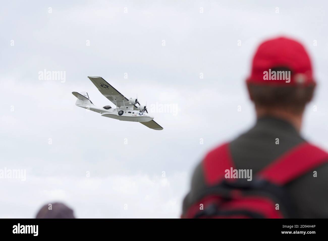 WW2 seaplane, PBY Catalina (Miss Pick Up) flying at the Duxford Air ...