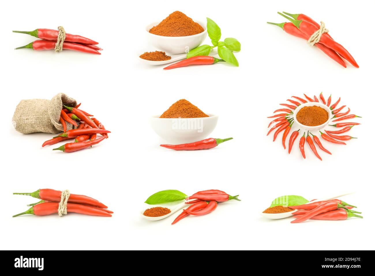 Set of hot spices isolated on a white background Stock Photo - Alamy