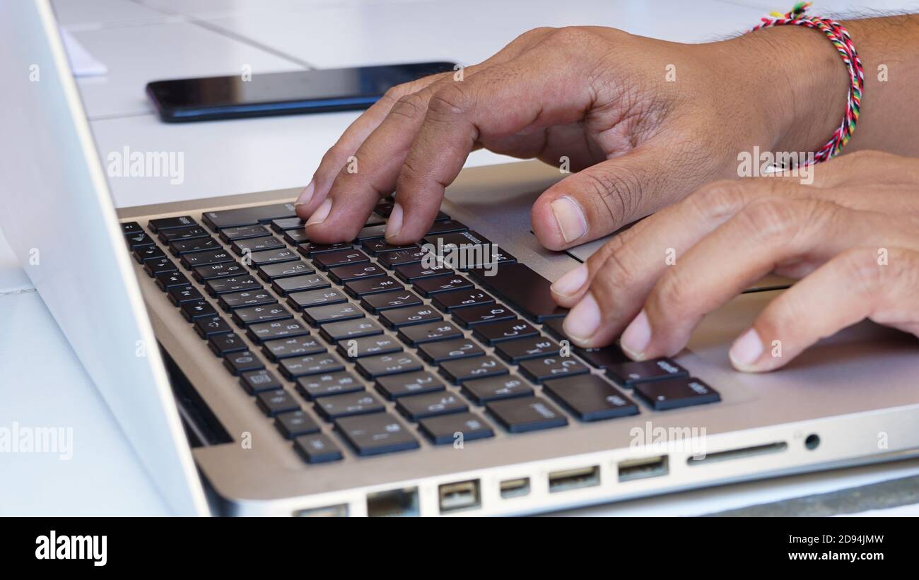Close up of laptops and smartphones Stock Photo - Alamy