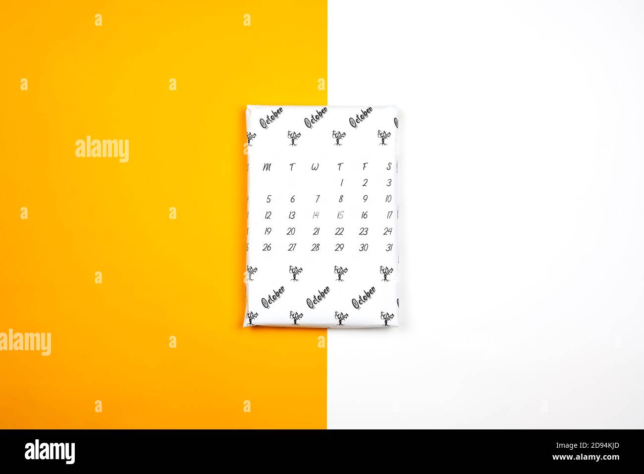 Monthly October calendar on bright colorful background. October paper ...