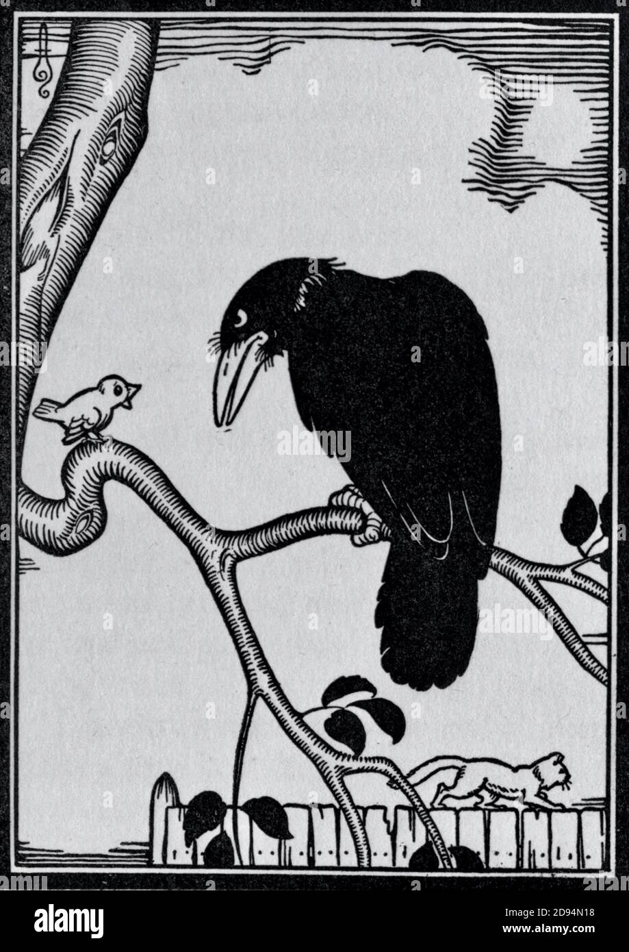 The Crow and Canary an illustration by Boris Artzybasheff Stock Photo ...