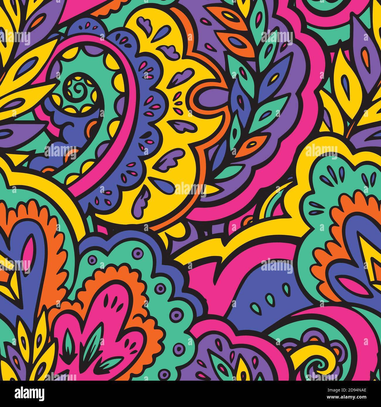 Psychedelic floral border hi-res stock photography and images - Alamy