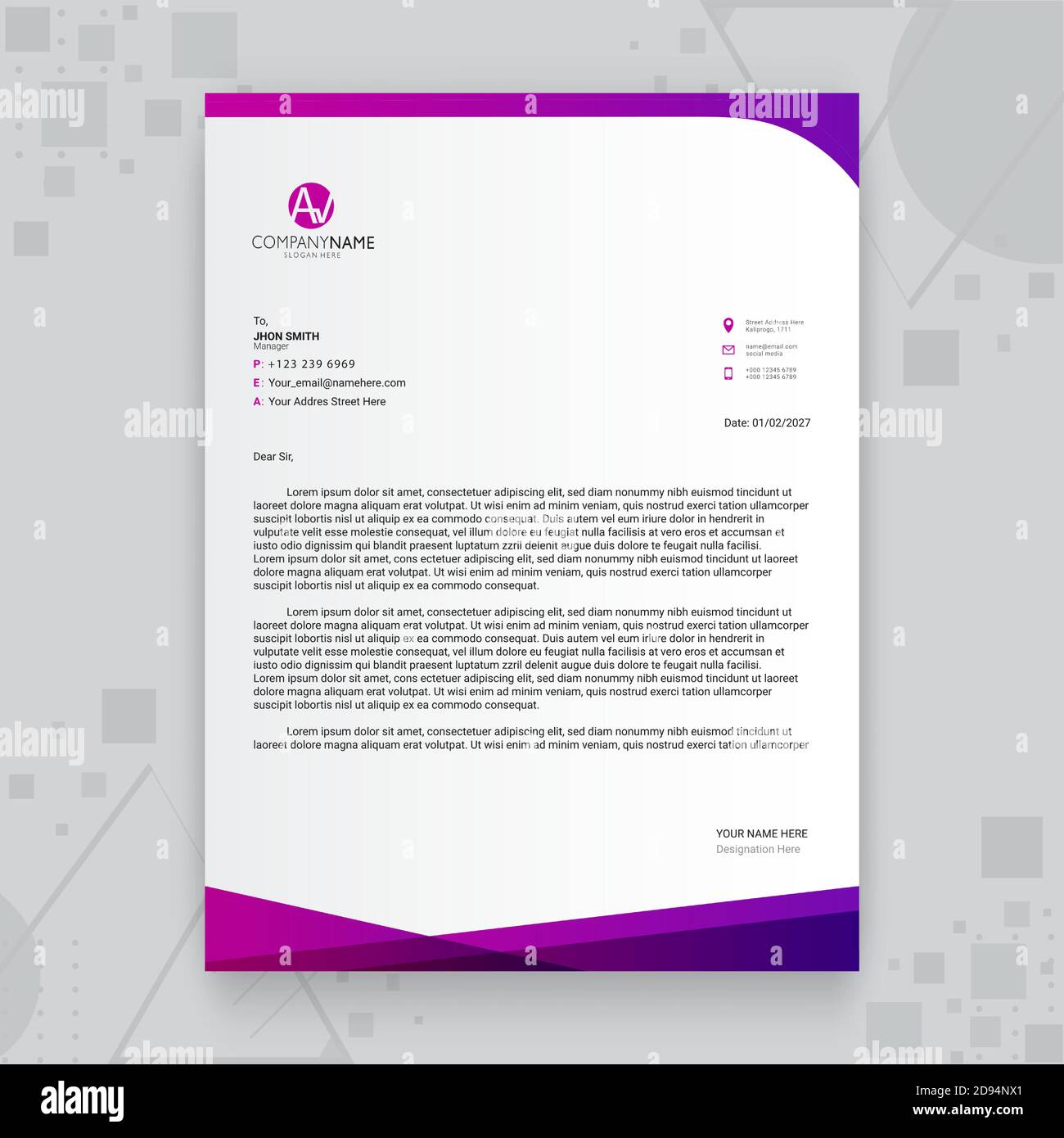 Creative Business Letterhead Template Design Stock Vector Image & Art ...