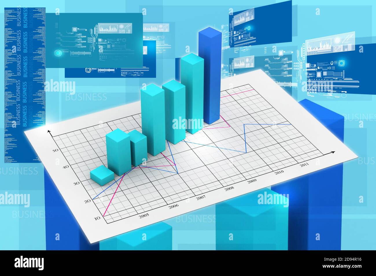 business graph 3d Stock Photo - Alamy
