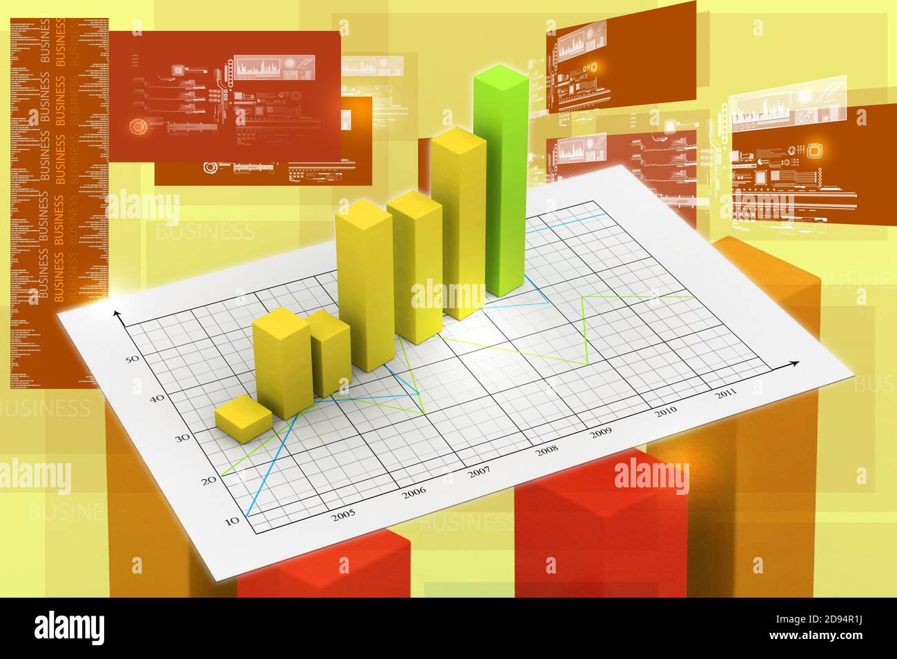 business graph 3d Stock Photo - Alamy