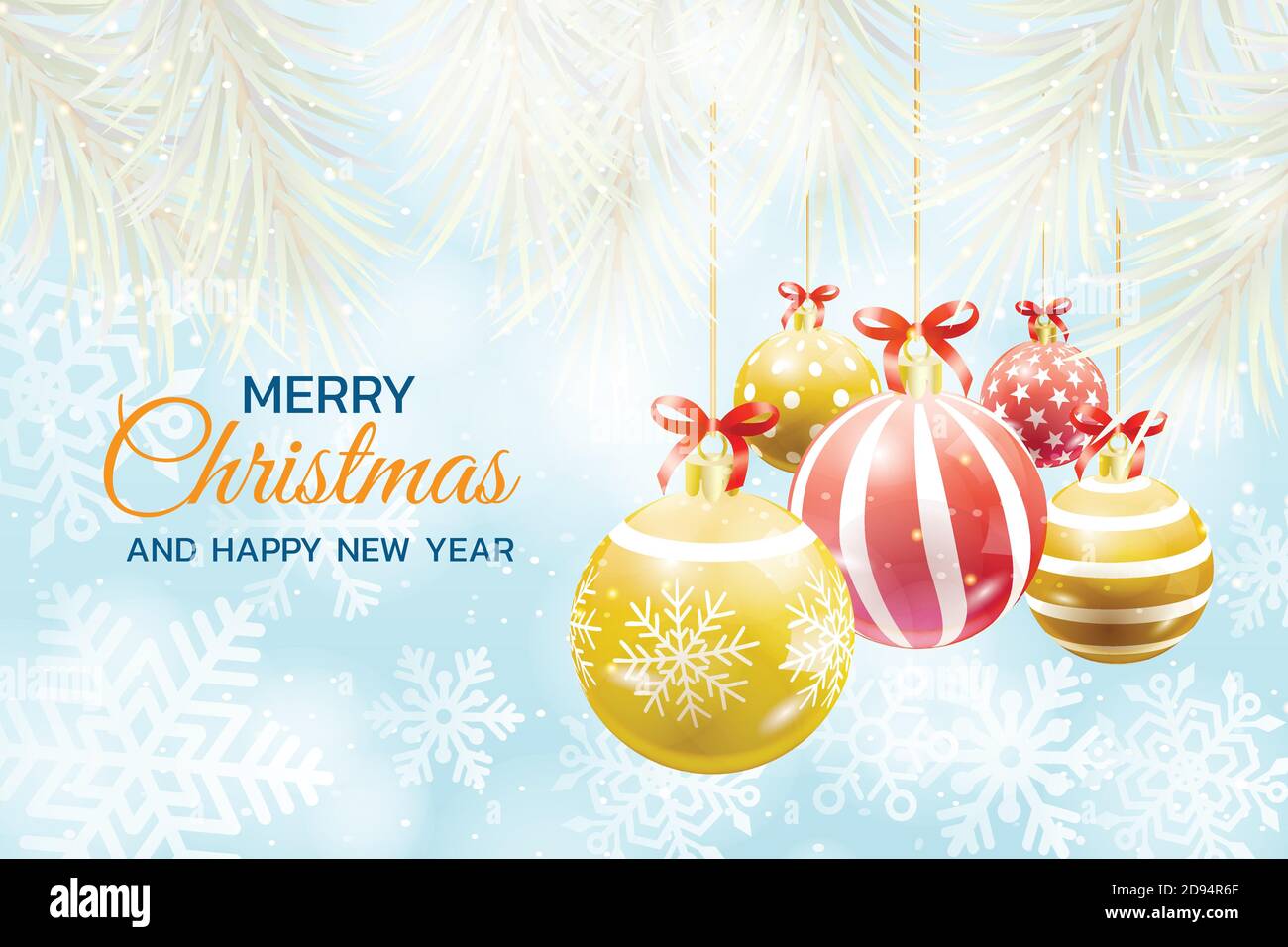 Realistic christmas background with ornaments illustration Stock Vector ...