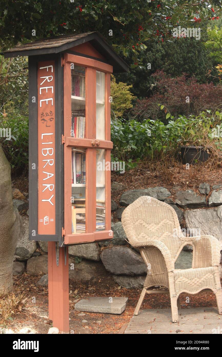 Free library near the Langham Court Theatre in Victoria, BC Stock Photo ...
