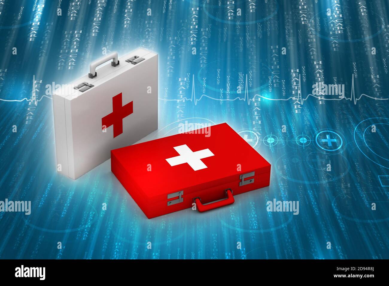 Digital illustration of First aid box in color background Stock Photo ...