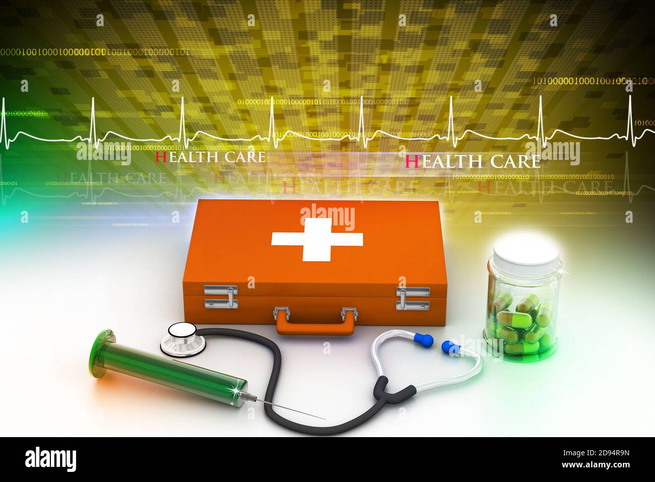 First aid box with medicine Stock Photo - Alamy