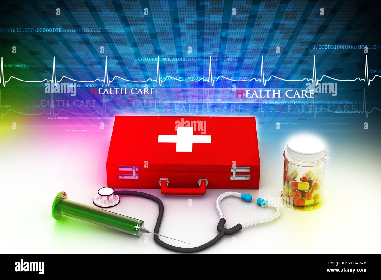 First aid box with medicine Stock Photo - Alamy
