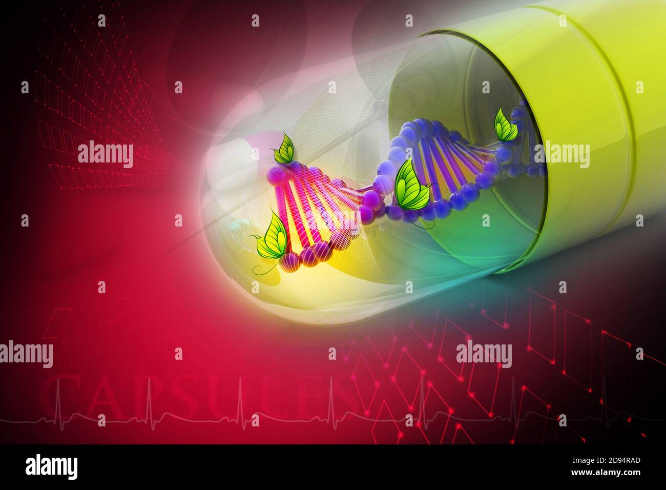 3d illustration of Dna inside the capsule Stock Photo - Alamy