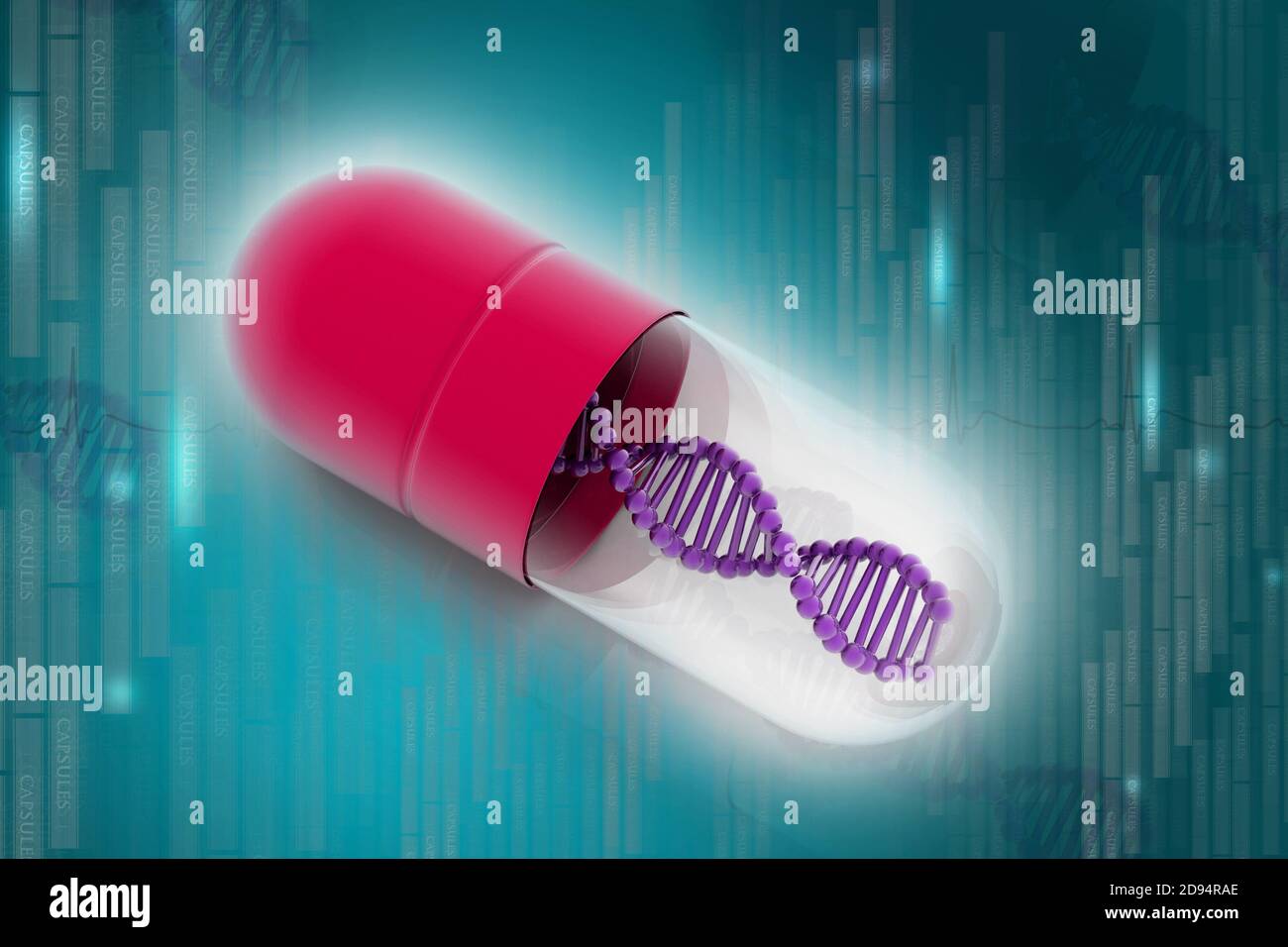 3d illustration of Dna inside the capsule Stock Photo - Alamy