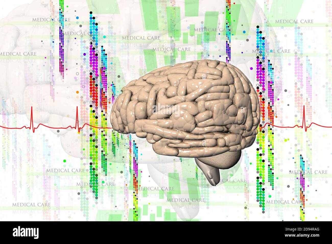 Brain in digital background Stock Photo - Alamy