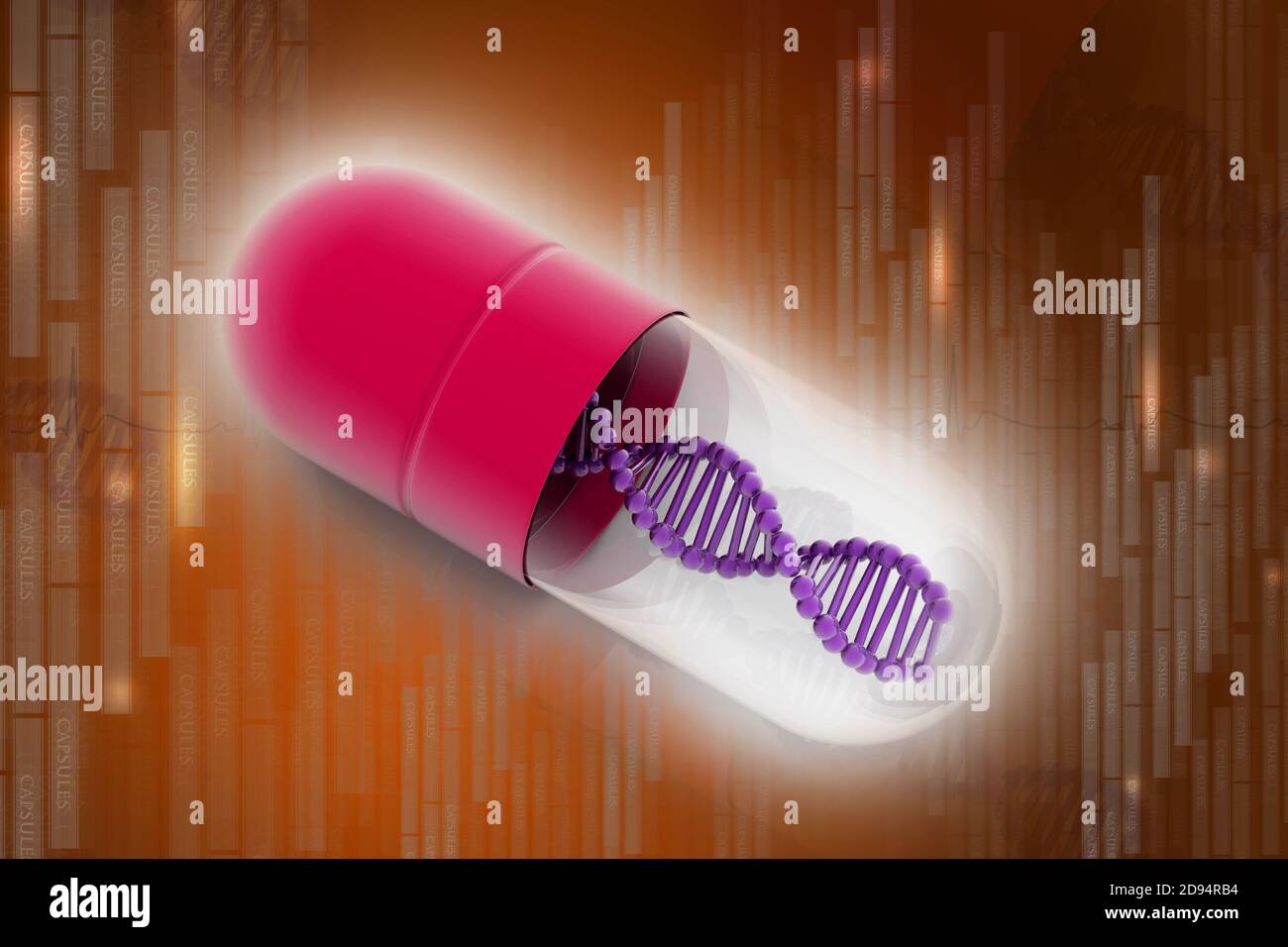 3d illustration of Dna inside the capsule Stock Photo - Alamy