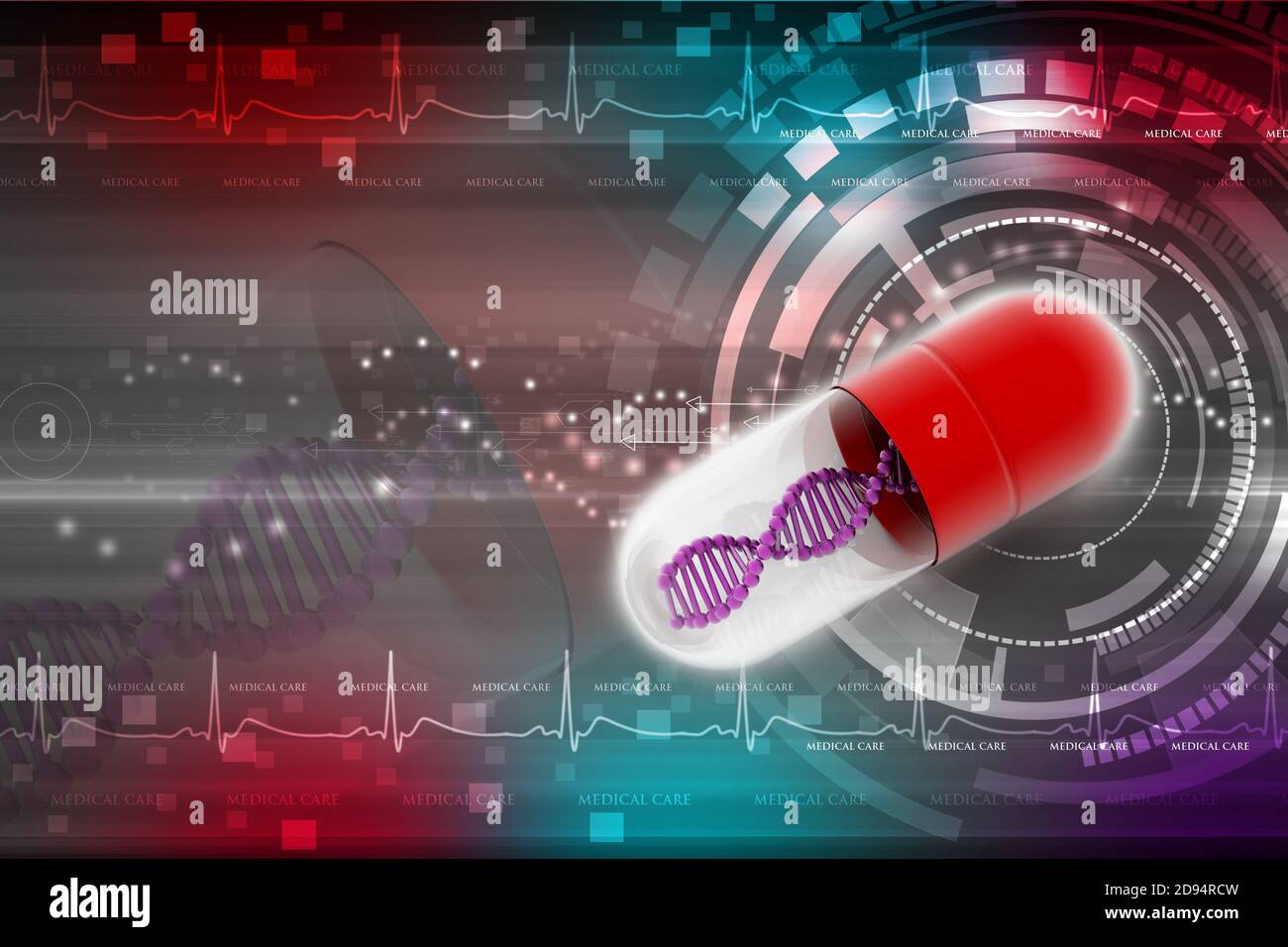 3d illustration of Dna inside the capsule Stock Photo - Alamy
