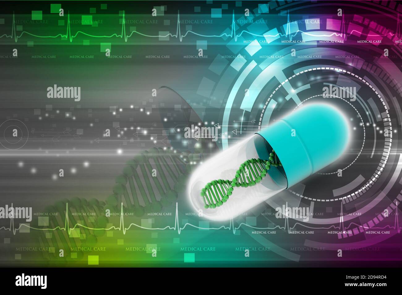 3d illustration of Dna inside the capsule Stock Photo - Alamy