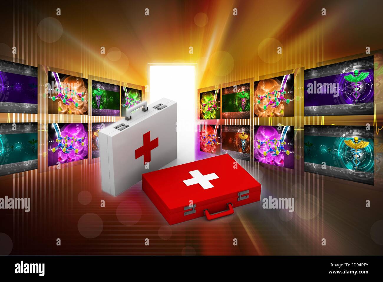 Digital illustration of First aid box in color background Stock Photo ...