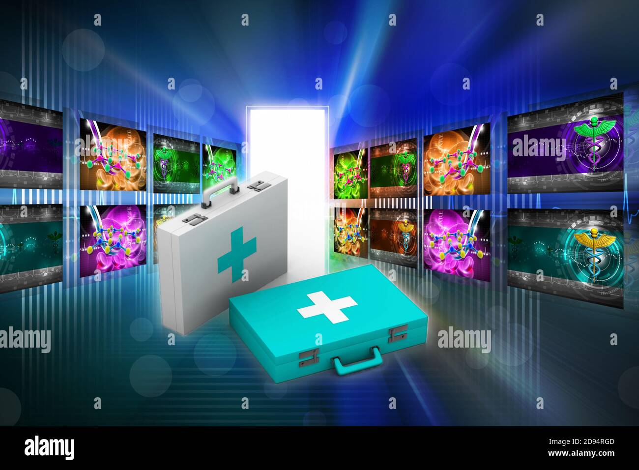 Digital illustration of First aid box in color background Stock Photo ...
