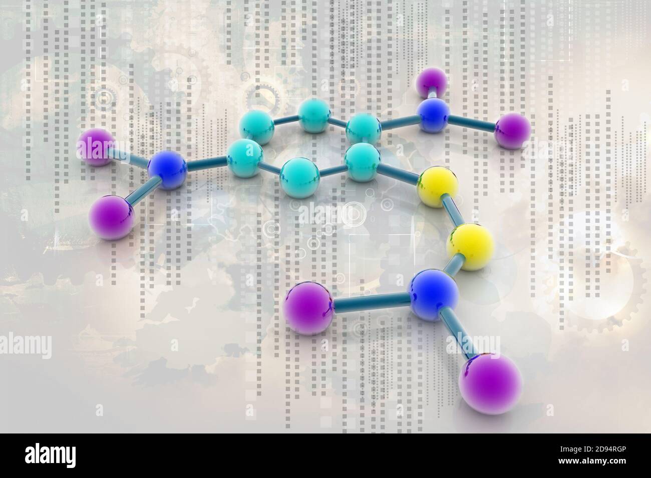 3d Model of a molecule from color spheres and rod Stock Photo - Alamy