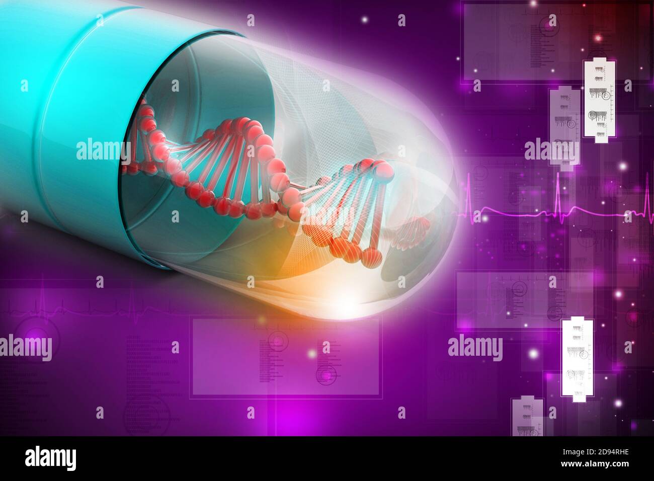 3d illustration of Dna inside the capsule Stock Photo - Alamy