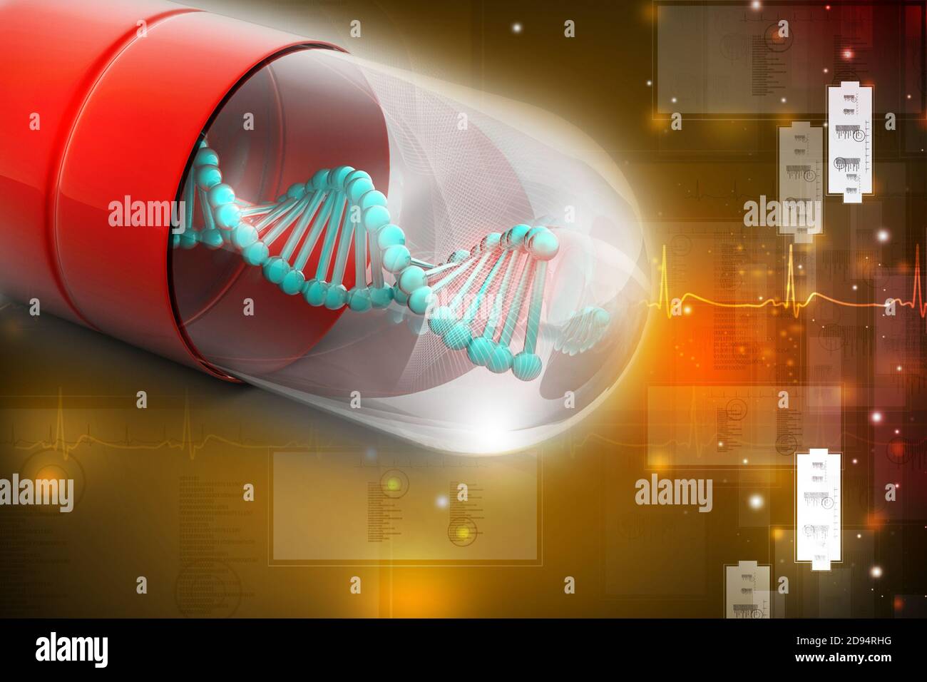 3d illustration of Dna inside the capsule Stock Photo - Alamy