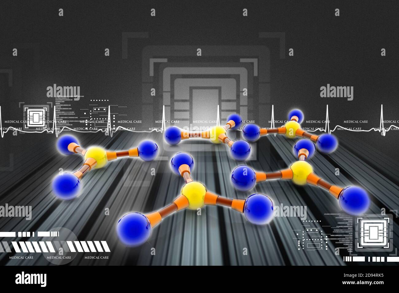 3d Model of a molecule from color spheres and rod Stock Photo - Alamy