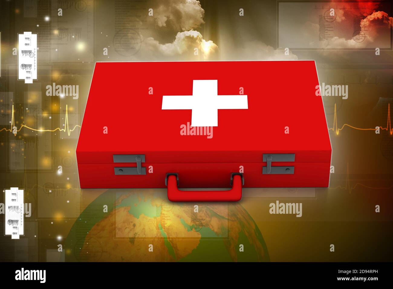 Digital illustration of First aid box in color background Stock Photo ...