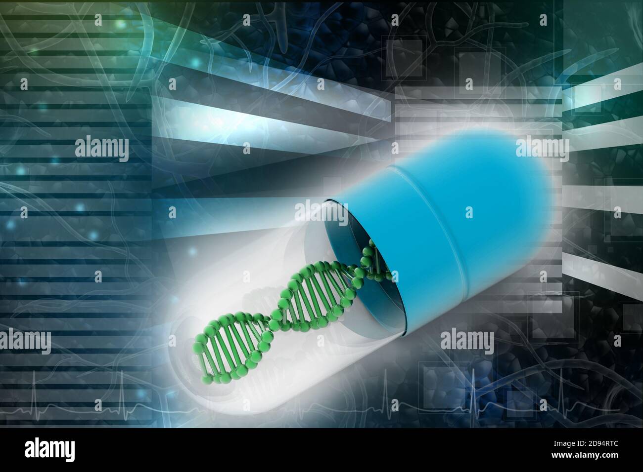3d illustration of Dna inside the capsule Stock Photo - Alamy