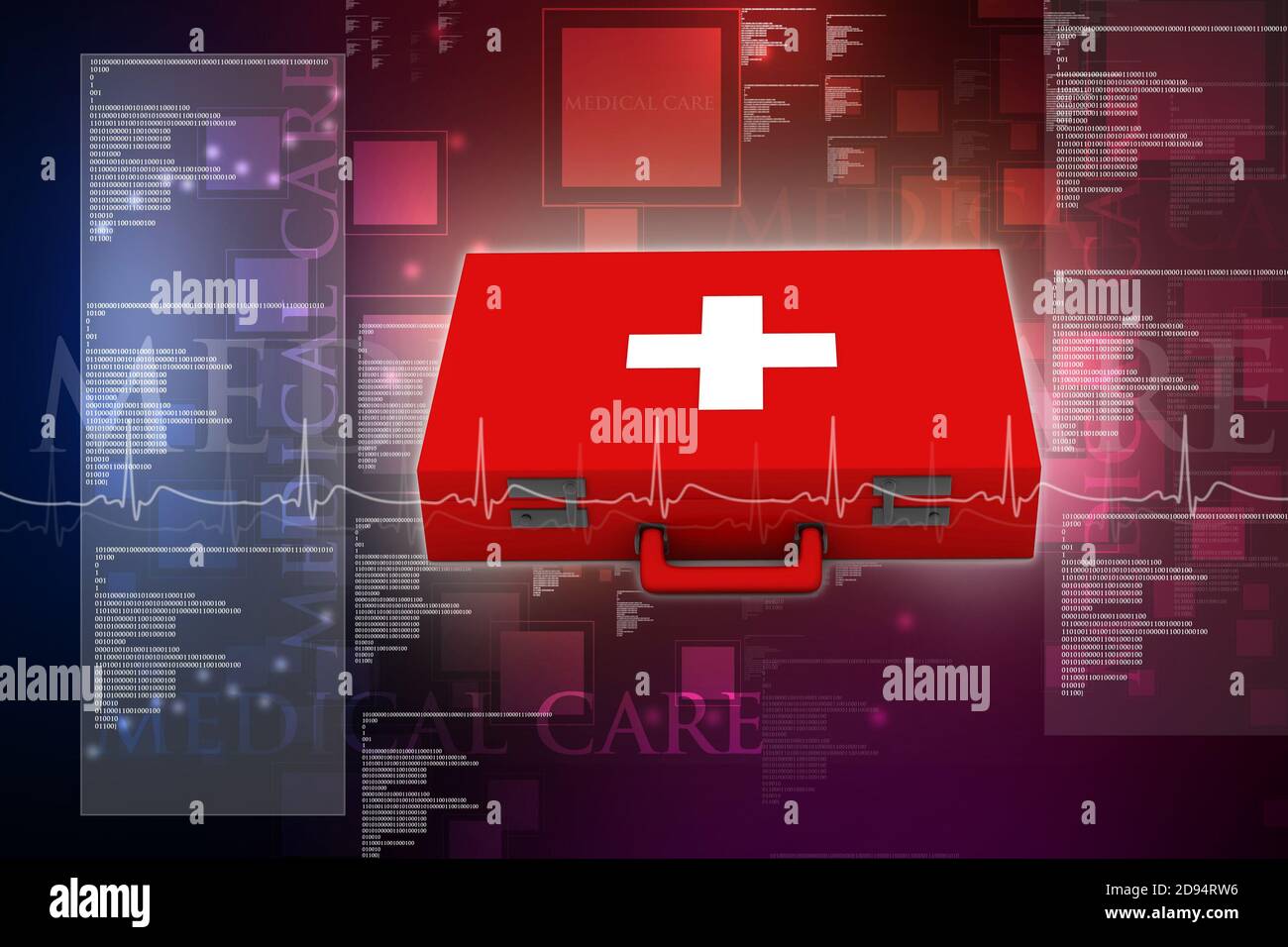 Digital illustration of First aid box in color background Stock Photo ...
