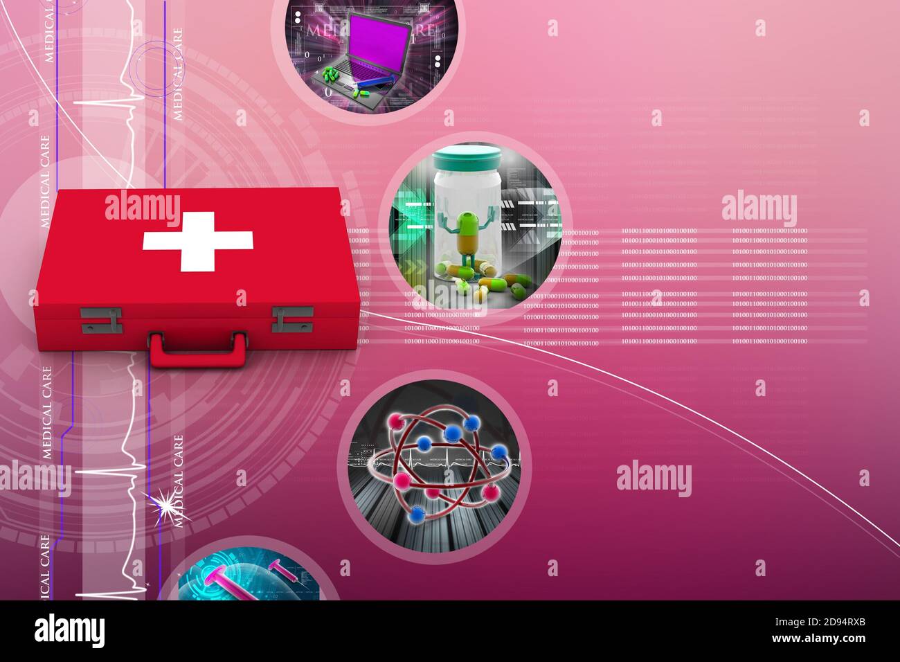 Digital illustration of First aid box in color background Stock Photo ...