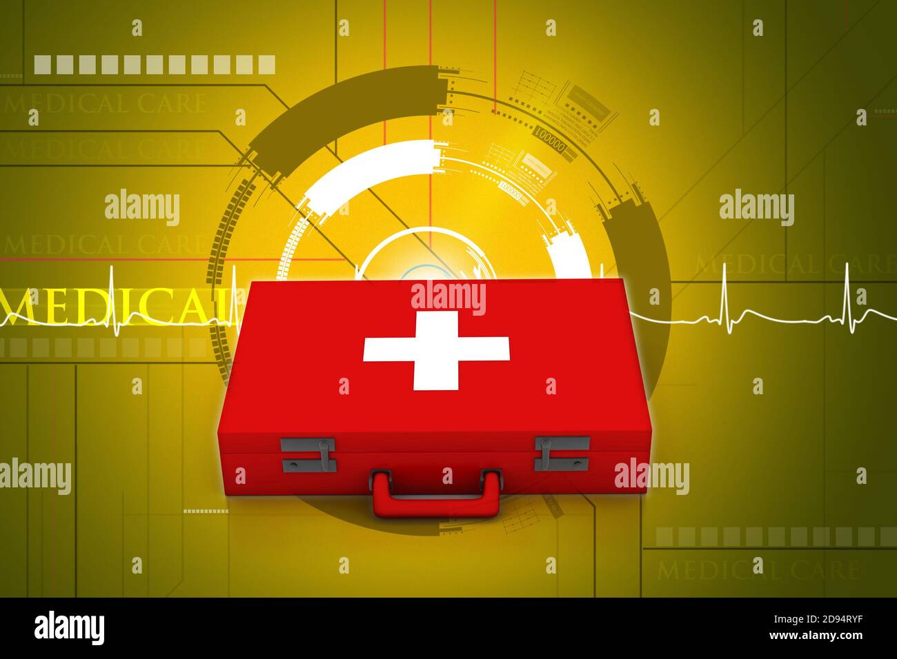 Digital illustration of First aid box in color background Stock Photo ...