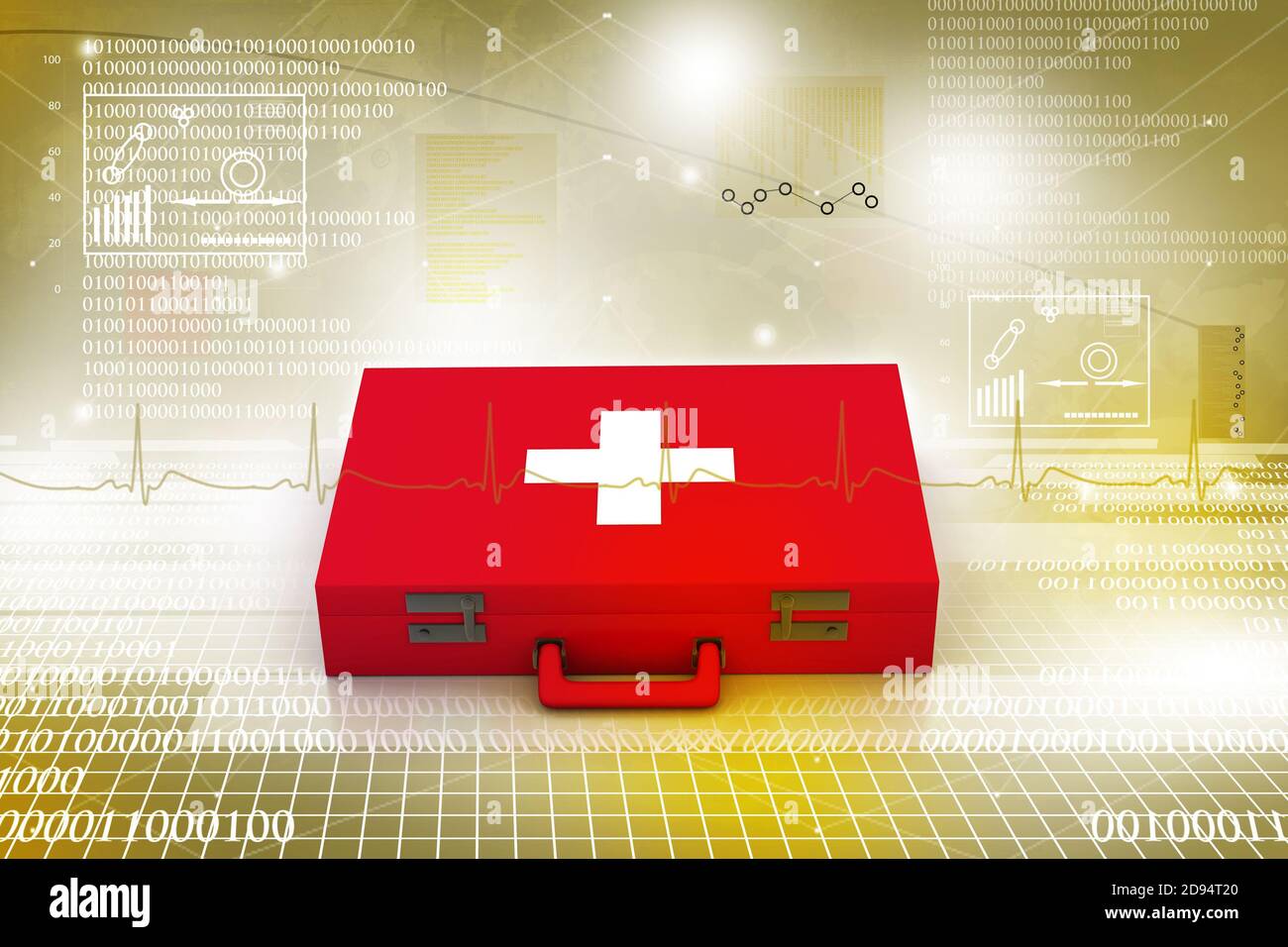 Digital illustration of First aid box in color background Stock Photo ...