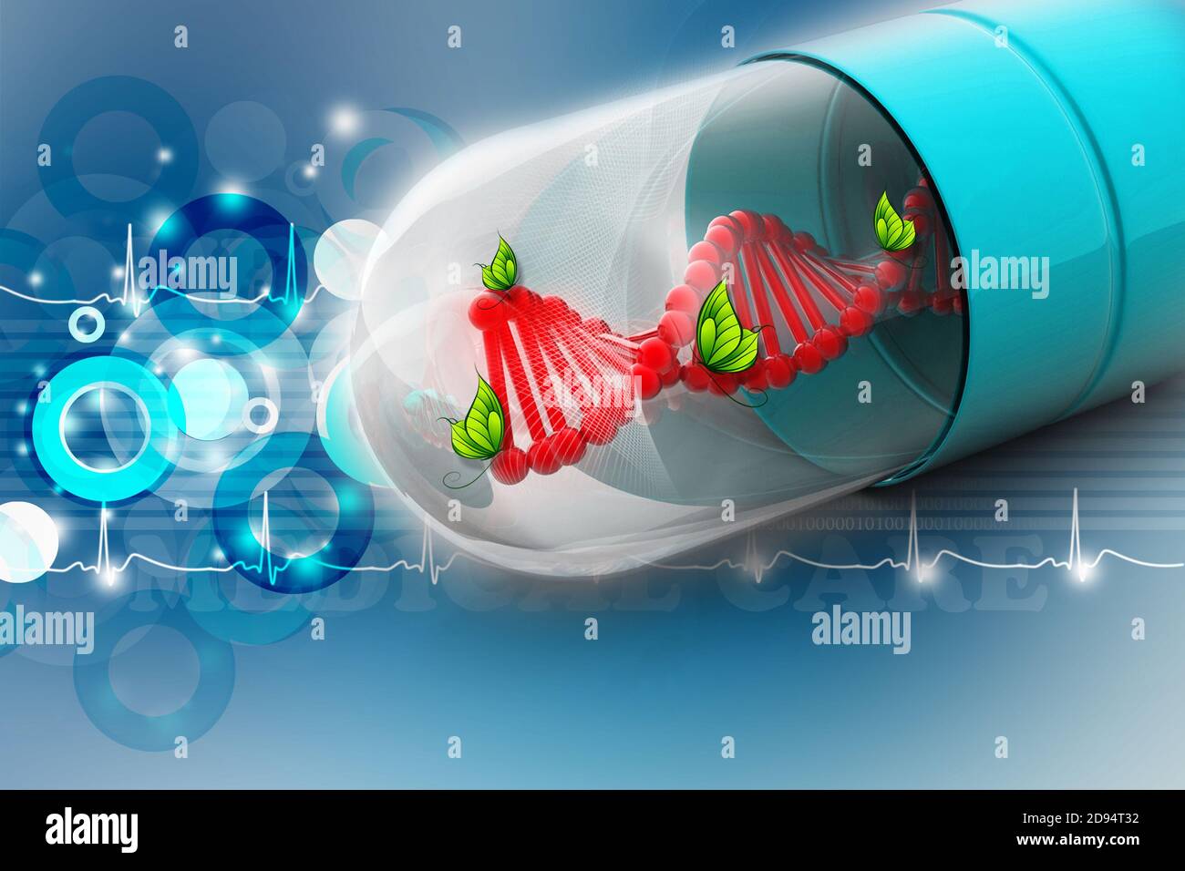 3d illustration of Dna inside the capsule Stock Photo - Alamy