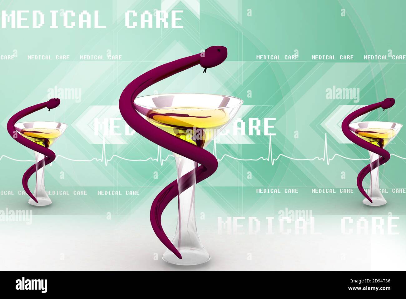 Medical symbol - snake with glass on color background Stock Photo - Alamy