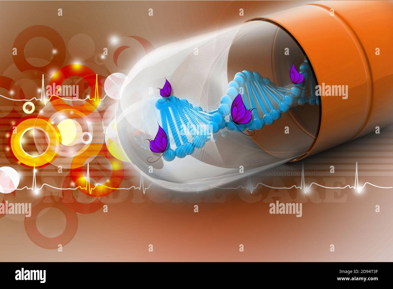 3d illustration of Dna inside the capsule Stock Photo - Alamy