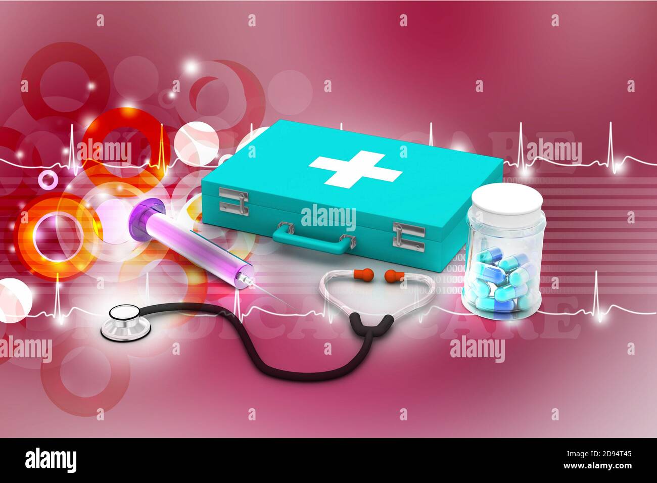 First aid box with medicine Stock Photo - Alamy